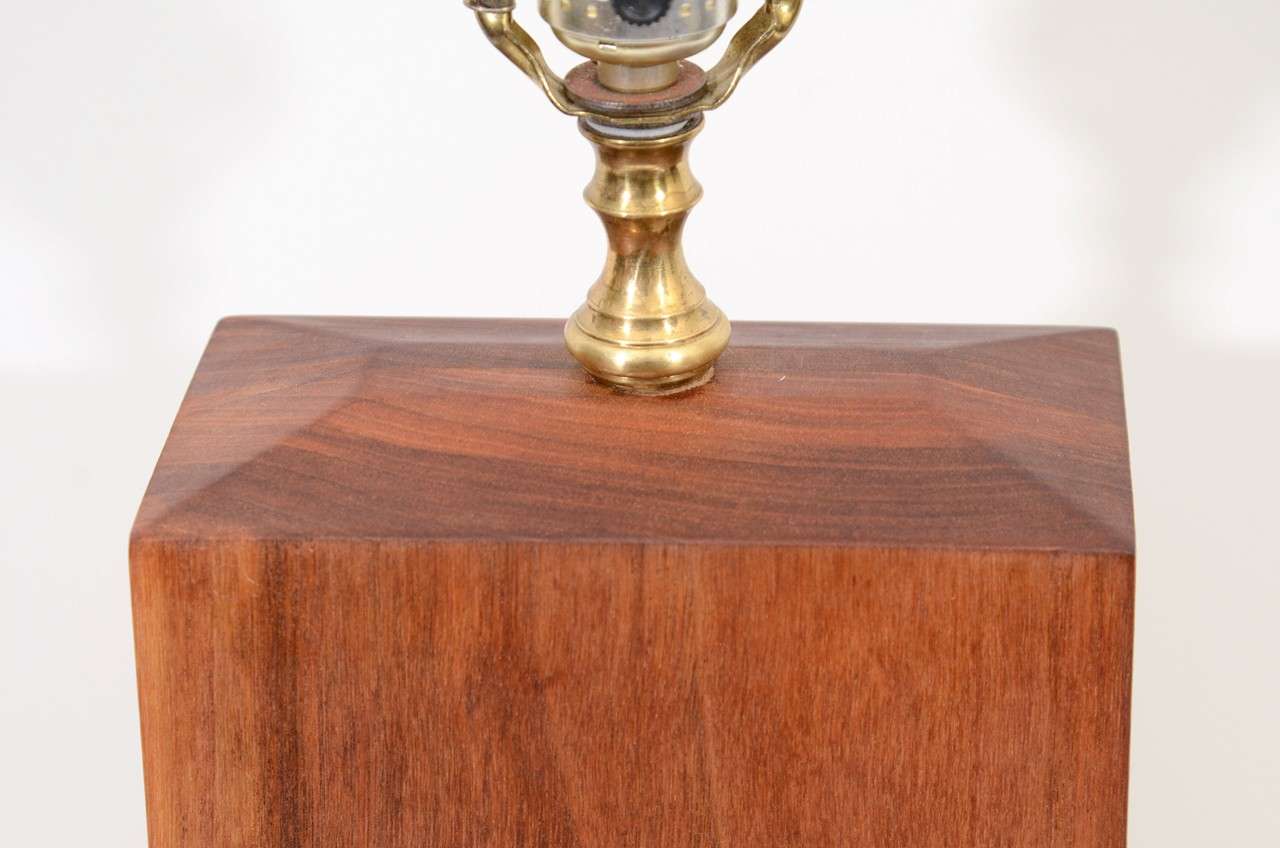 Pair of Mid Century Solid Wood Table Lamps at 1stDibs