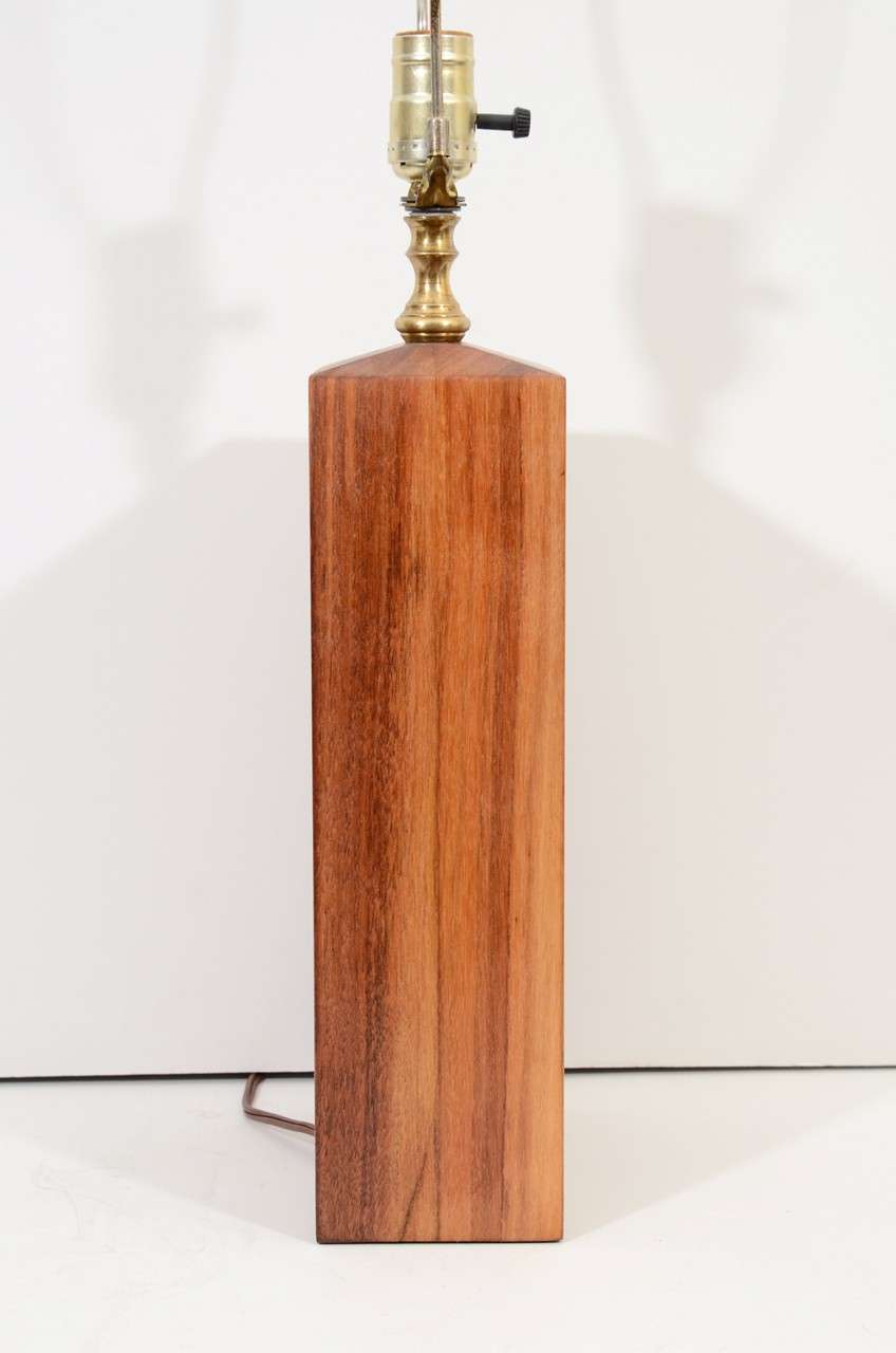 Pair of Mid Century Solid Wood Table Lamps at 1stDibs