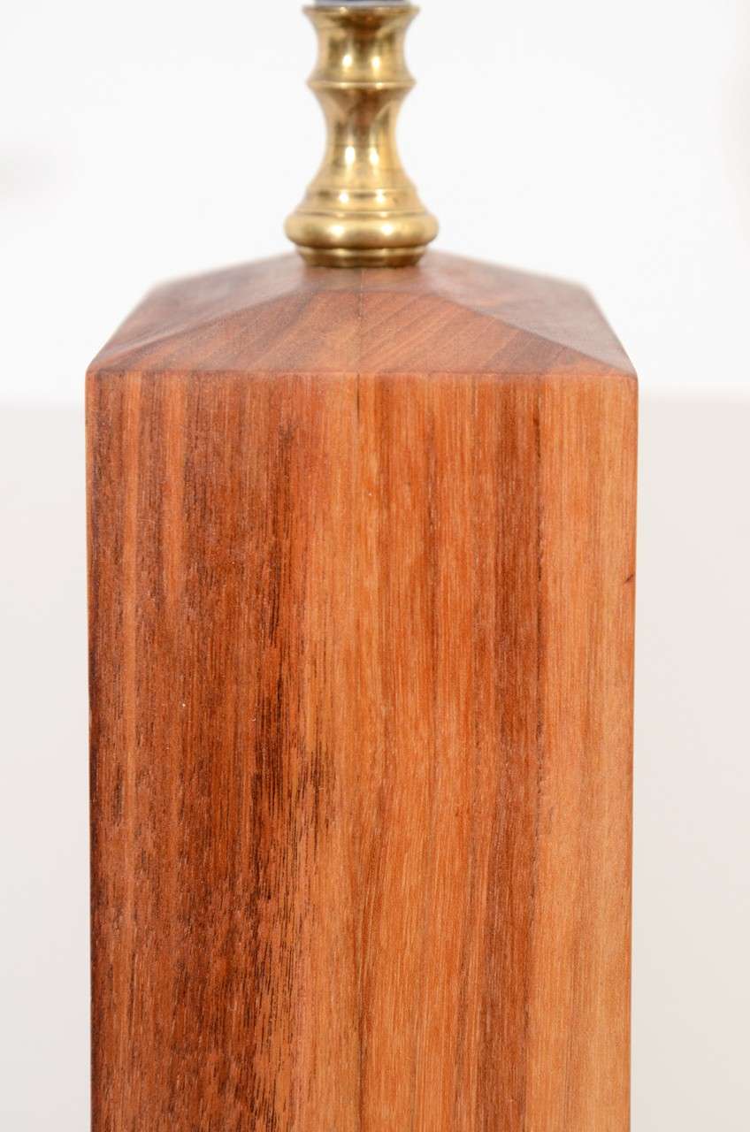 Pair of Mid Century Solid Wood Table Lamps at 1stDibs