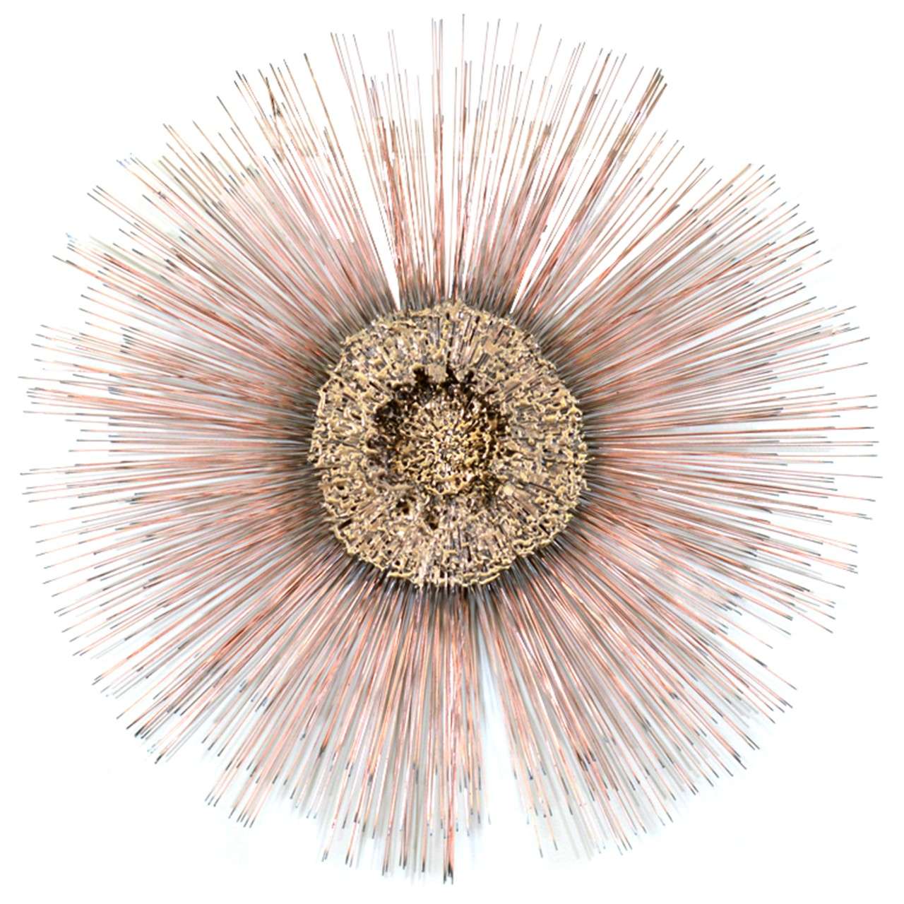 MId Century Metal "Sunburst" Wall Sculpture at 1stDibs