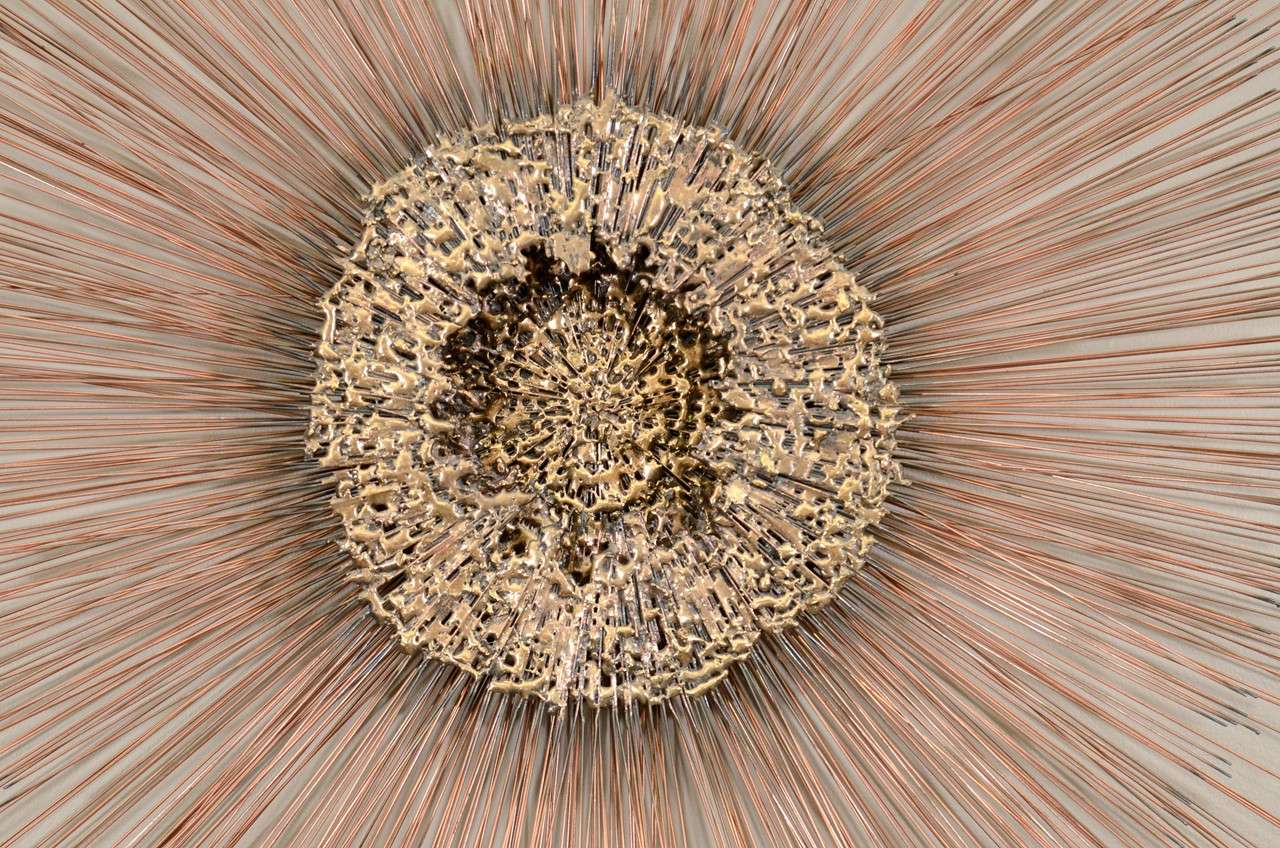 MId Century Metal "Sunburst" Wall Sculpture at 1stDibs