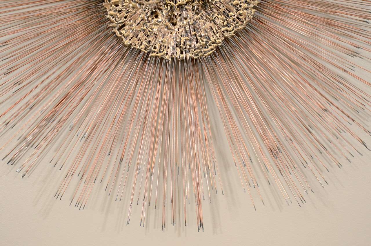 MId Century Metal "Sunburst" Wall Sculpture at 1stDibs