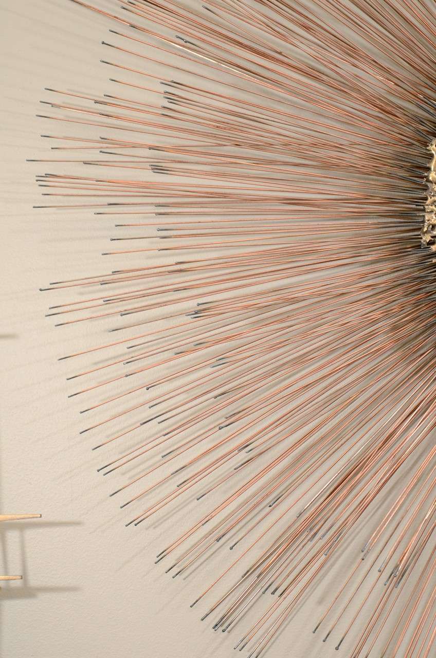 MId Century Metal "Sunburst" Wall Sculpture at 1stDibs