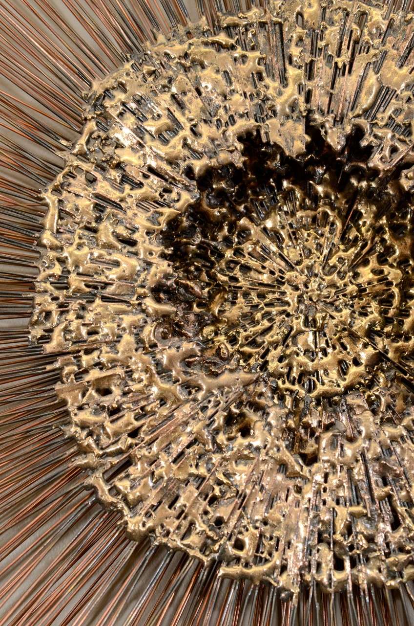 MId Century Metal "Sunburst" Wall Sculpture at 1stDibs