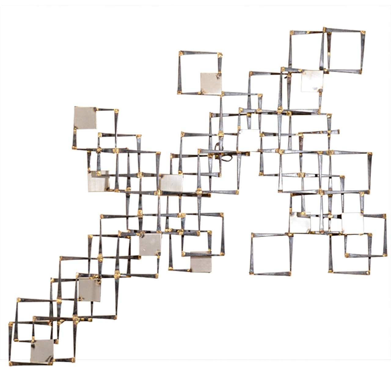 Mid Century Mix-Metal Geometric Wall Sculpture at 1stDibs | geometric ...