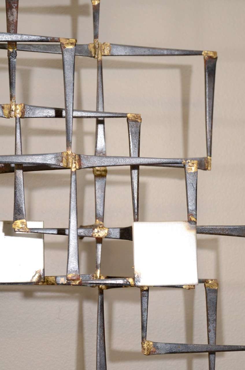 Mid Century Mix-Metal Geometric Wall Sculpture at 1stDibs | geometric ...