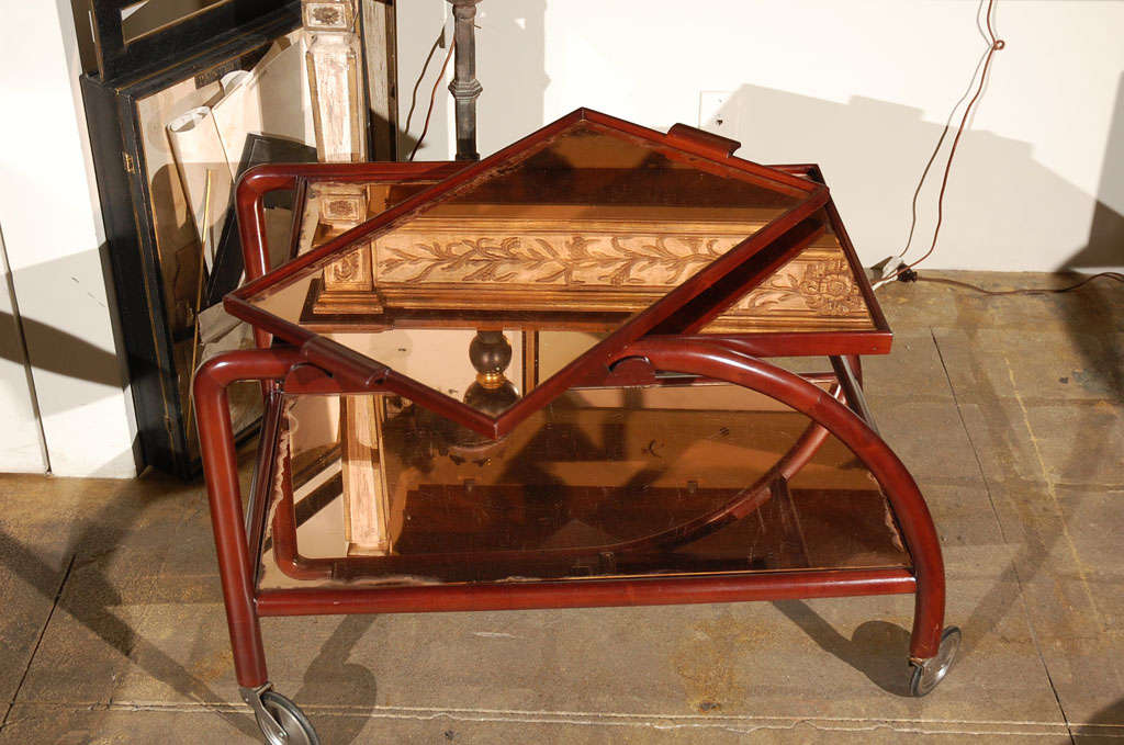 Italian Tea Cart with Mirrored Shelves, circa 1940 For Sale at 1stDibs