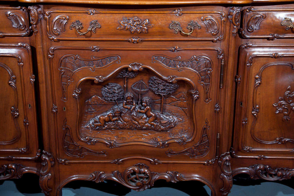 Walnut Louis XV Style Breakfront at 1stDibs