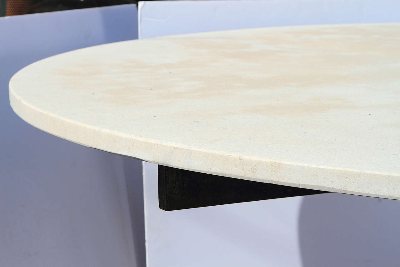 Industrial Limestone-Top Dining Table at 1stDibs