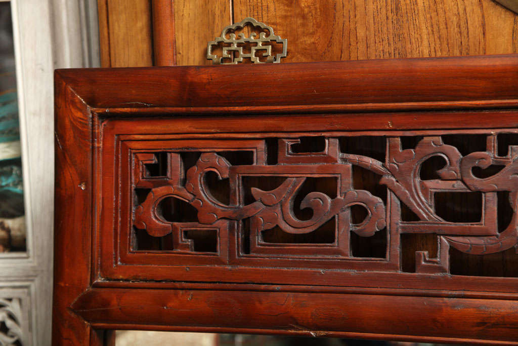 Contemporary Elm Framed Mirror Incorporating a Fine Antique Chinese ...