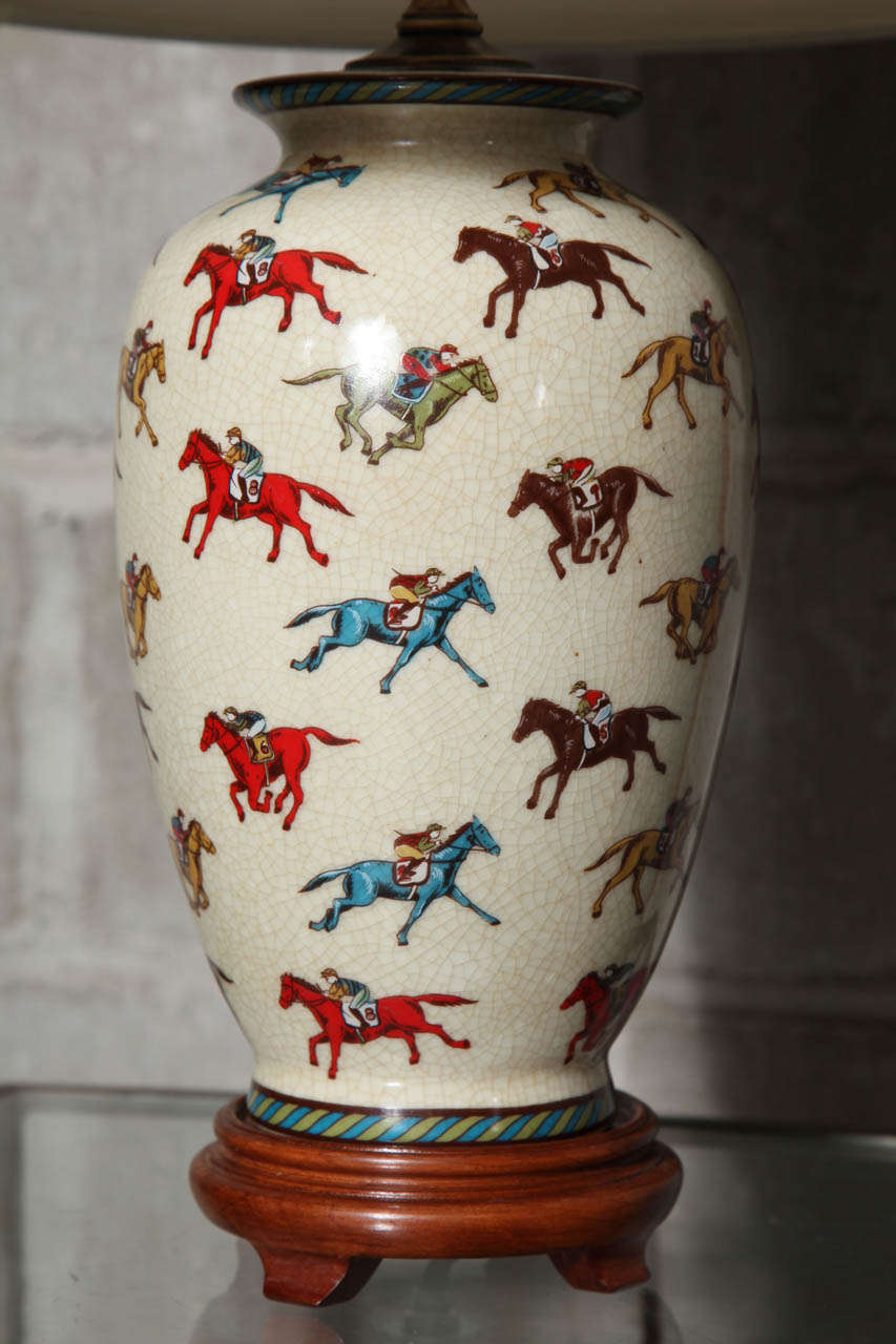 Pair of Equestrian Ceramic Table Lamps at 1stDibs