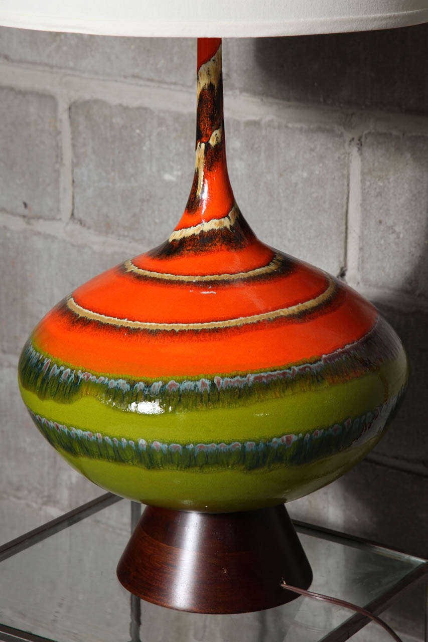 Pair of Horizontal Stripe Ceramic Table Lamps at 1stDibs