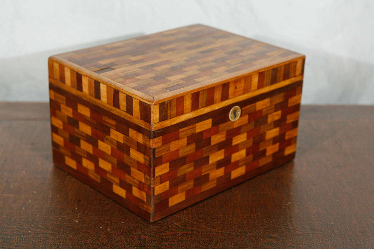 19th Century Folk Art Marquetry Box at 1stDibs