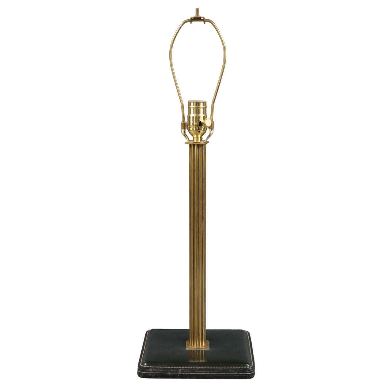 Single Table Lamp with Brass Column and Black Leather Base For Sale at ...