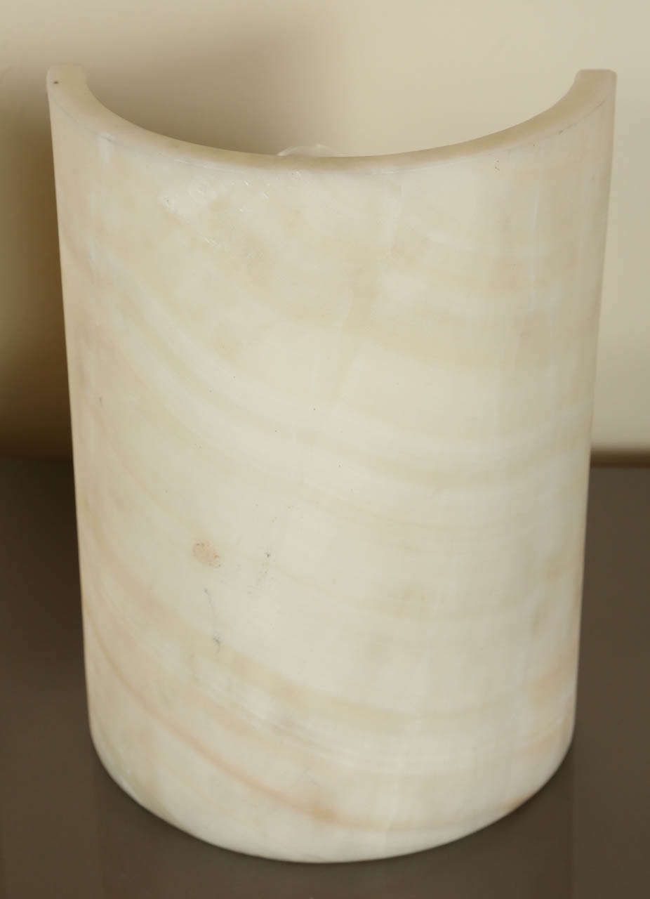 Pair Of Large Curved Translucent Alabaster Sconces at 1stDibs