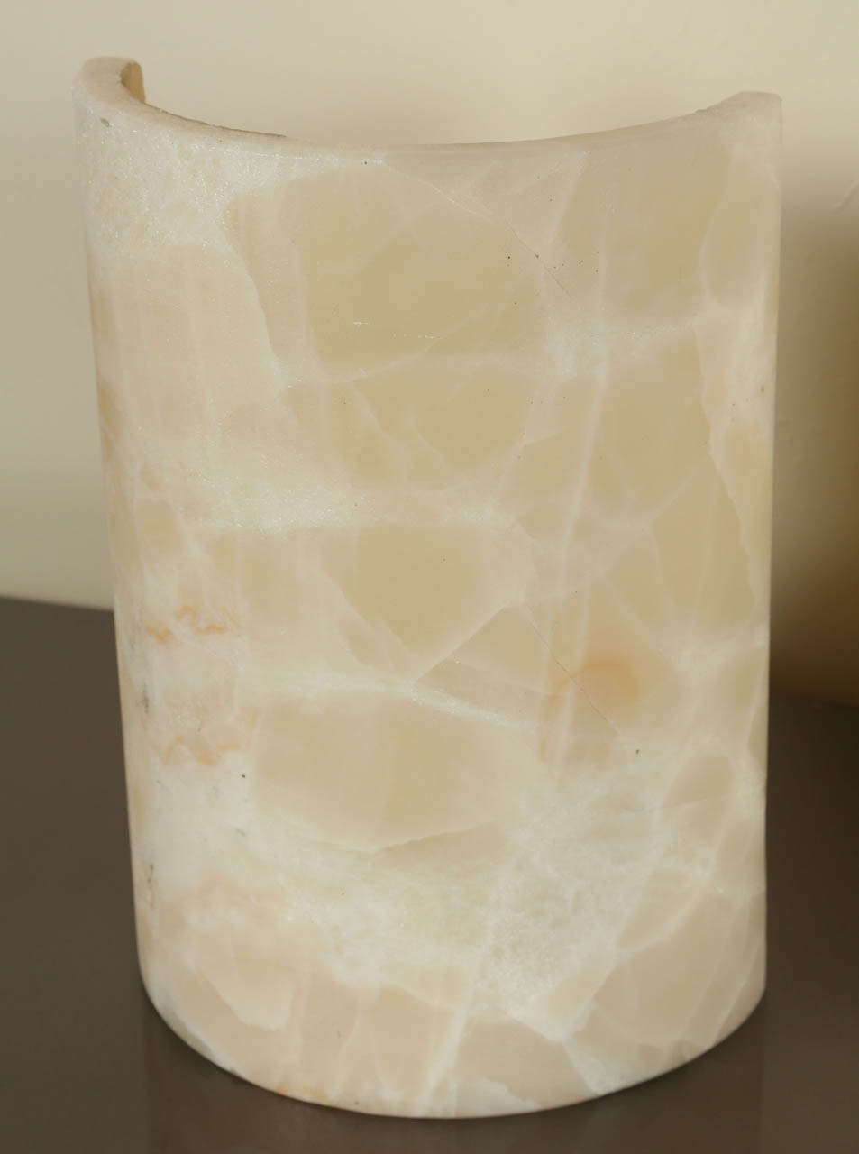 Pair Of Large Curved Translucent Alabaster Sconces at 1stDibs