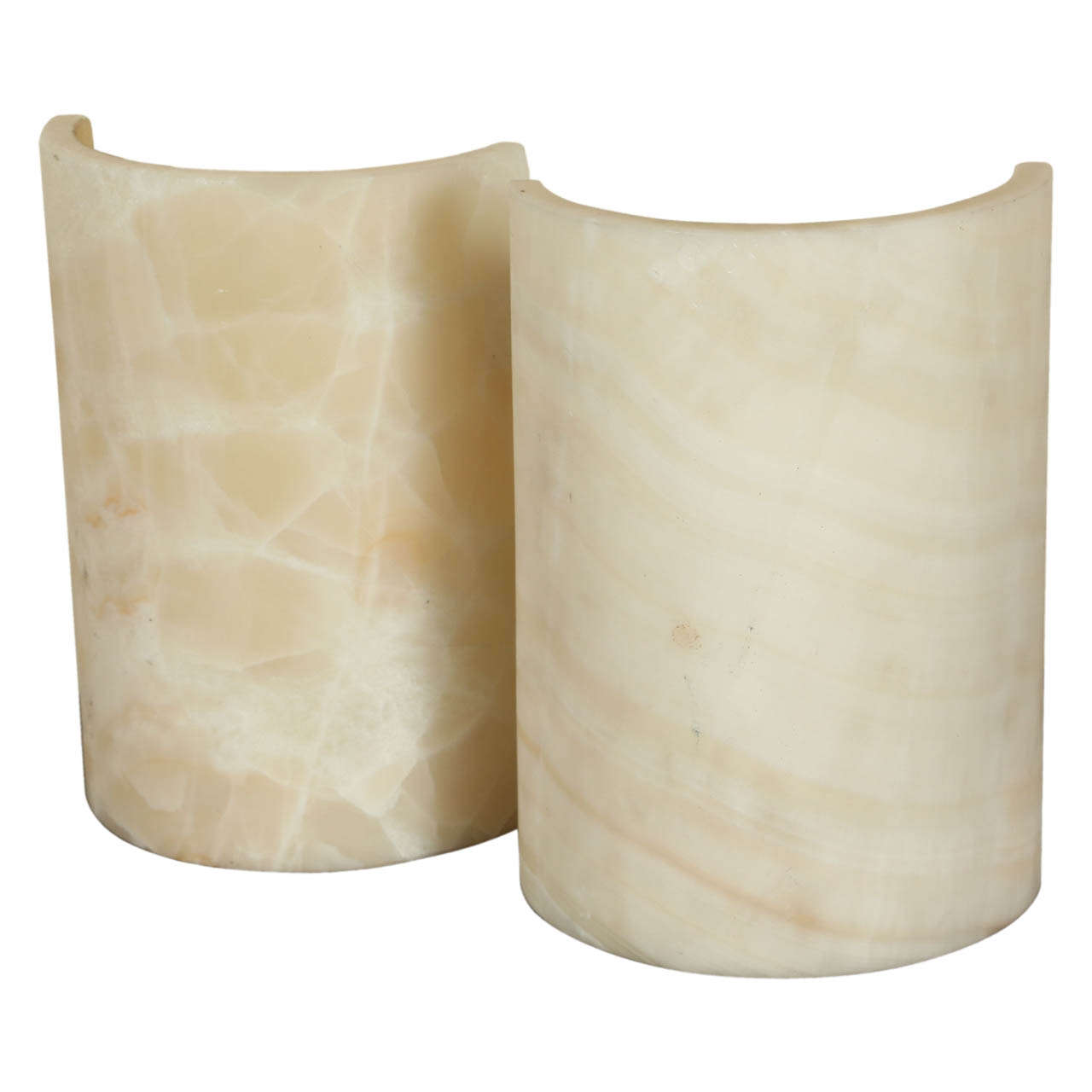 Pair Of Large Curved Translucent Alabaster Sconces at 1stDibs