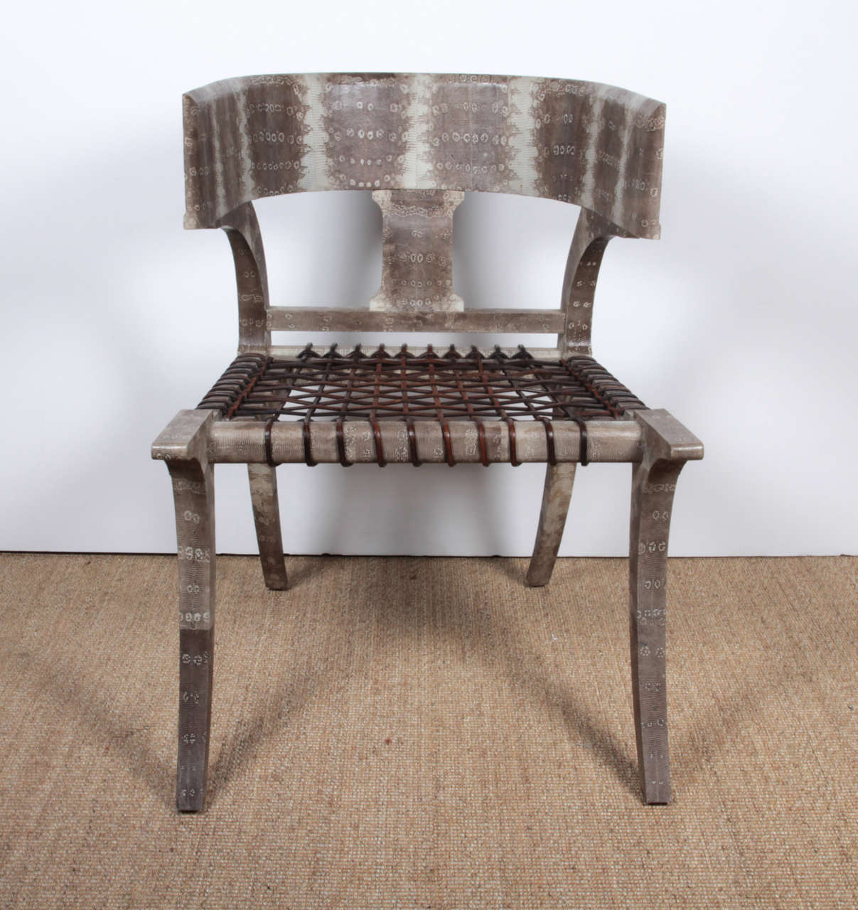 Natural Grey Lizard Klismos Chair For Sale at 1stDibs