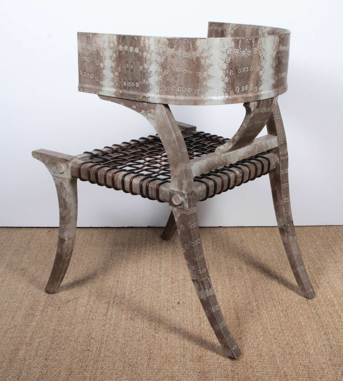Natural Grey Lizard Klismos Chair For Sale at 1stDibs
