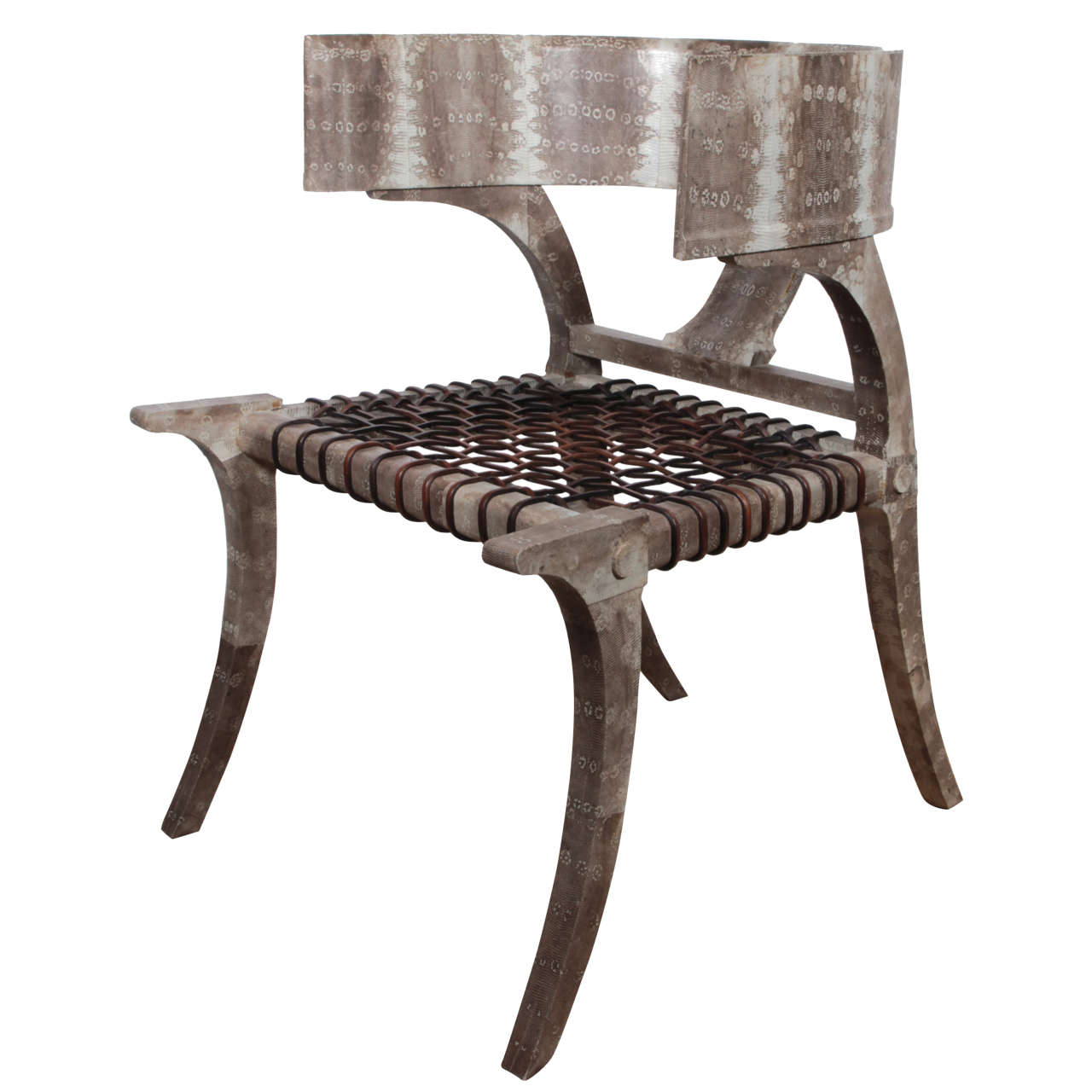 Natural Grey Lizard Klismos Chair For Sale at 1stDibs