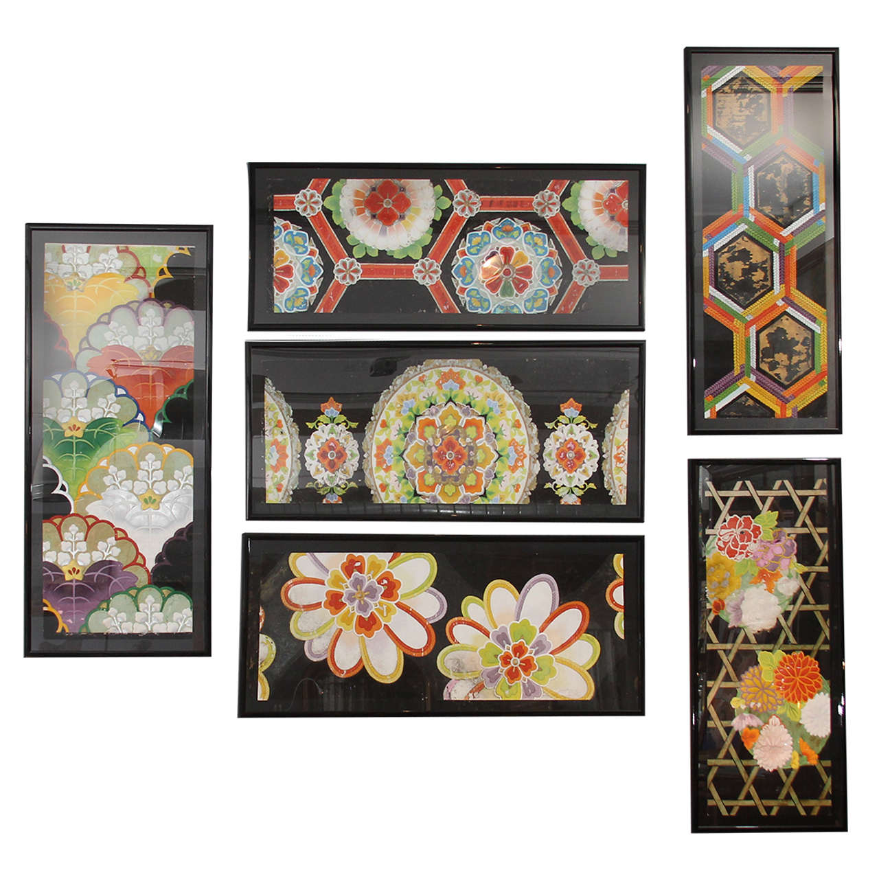 Group of Framed Japanese Design Samples For Sale at 1stDibs