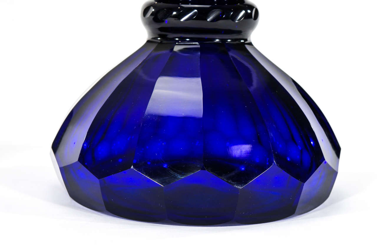 Pair of Hand Blown Cobalt Crystal "Ship Decanters" For Sale at 1stDibs