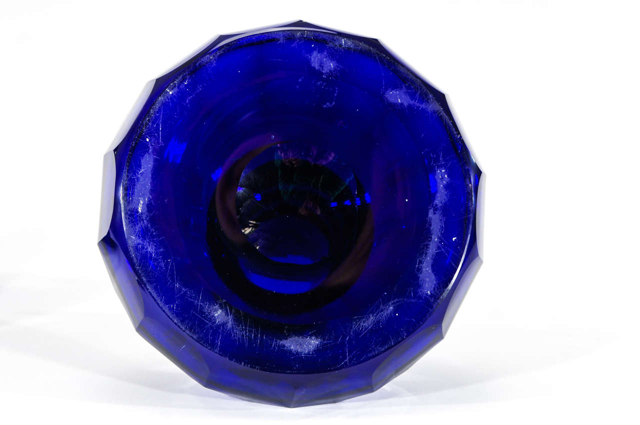 Pair of Hand Blown Cobalt Crystal "Ship Decanters" For Sale at 1stDibs