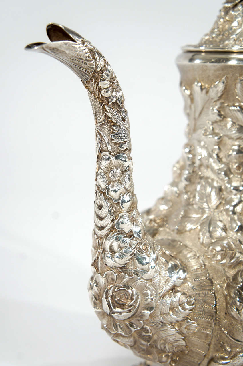 3 Piece Steiff Repousse Sterling Silver Coffee Service at 1stDibs