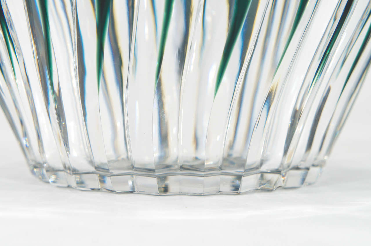 Monumental Val St. Lambert Hand Blown Crystal Art Deco Green Cut to ... Monumental Val St. Lambert Hand Blown Crystal Art Deco Green Cut to ...