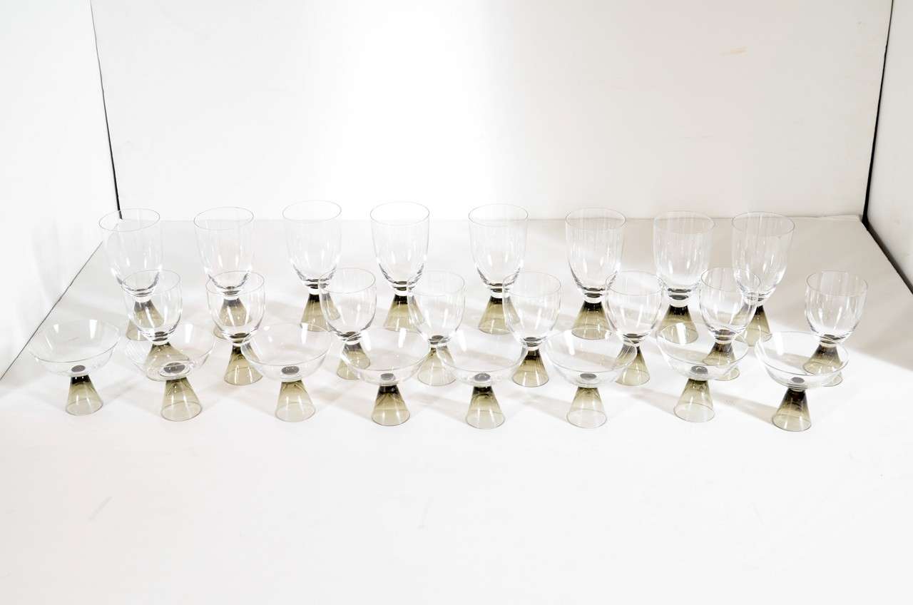 Chic Mid-Century Set of Rosenthal Smoked Crystal Stemware at 1stDibs ...