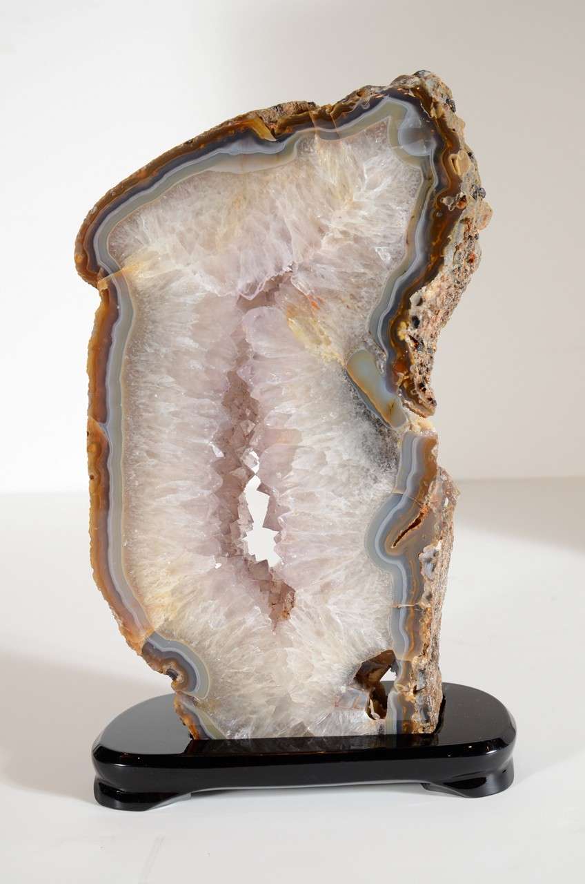 Brown Agate Mineral Geode with Amethyst Crystals. at 1stDibs