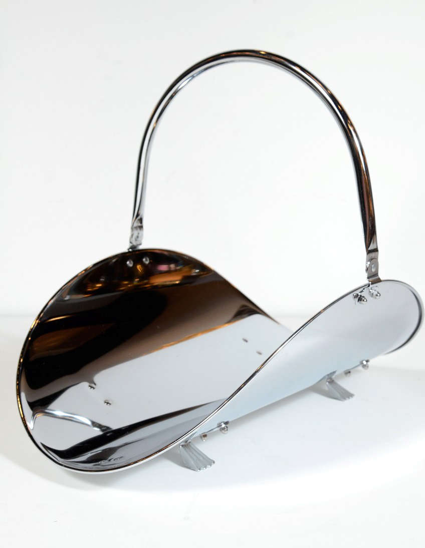 Modernist Chrome Log Holder at 1stDibs