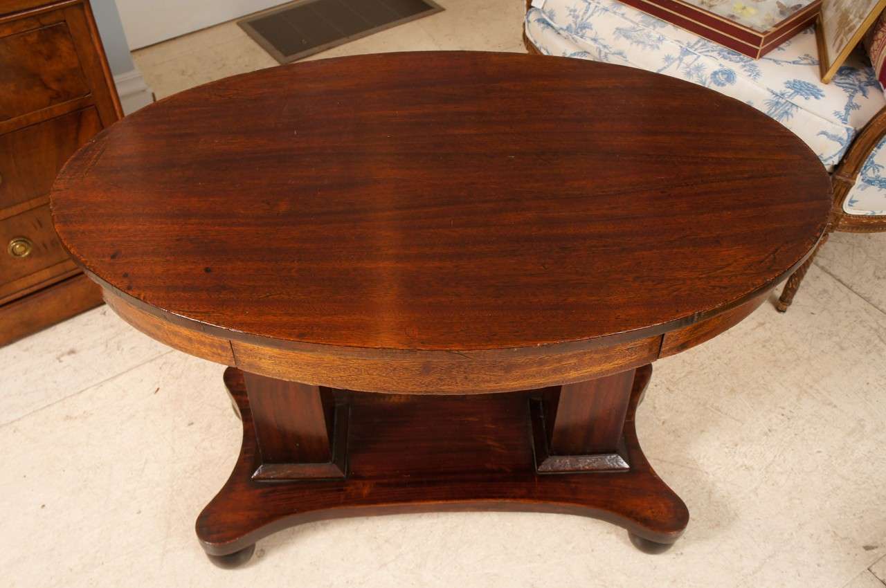 Empire Mahogany Pillar and Scroll Table with One Drawer For Sale at ...