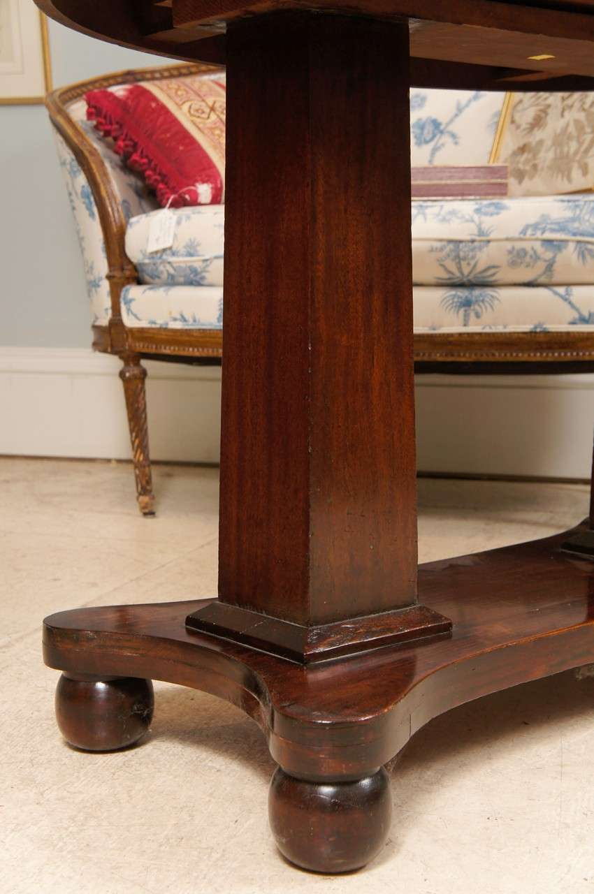 Empire Mahogany Pillar and Scroll Table with One Drawer For Sale at ...
