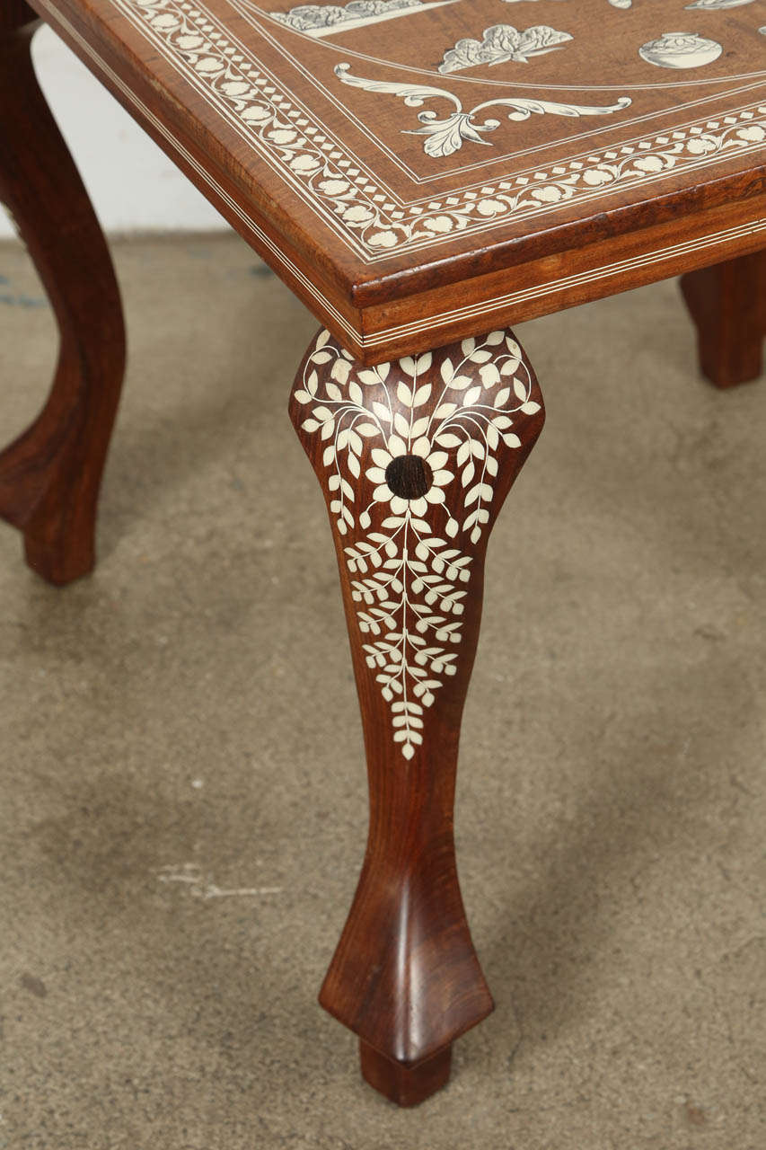 Anglo Indian Mughal Teak Inlaid Square Side Table For Sale at 1stDibs ...