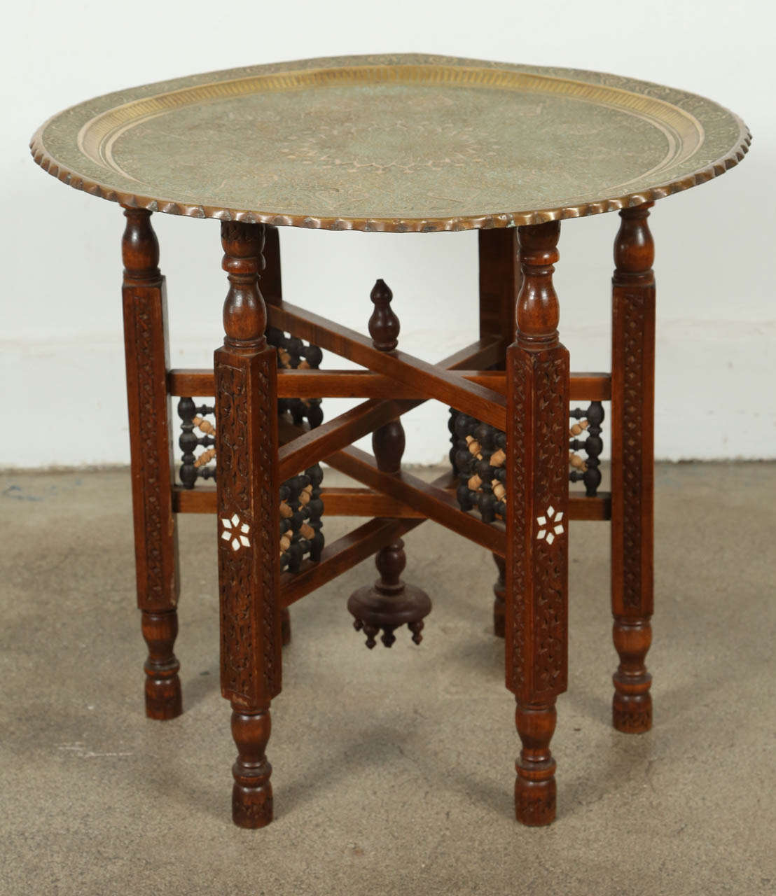 Antique Persian Brass Tray Side Table at 1stDibs | persian table ...