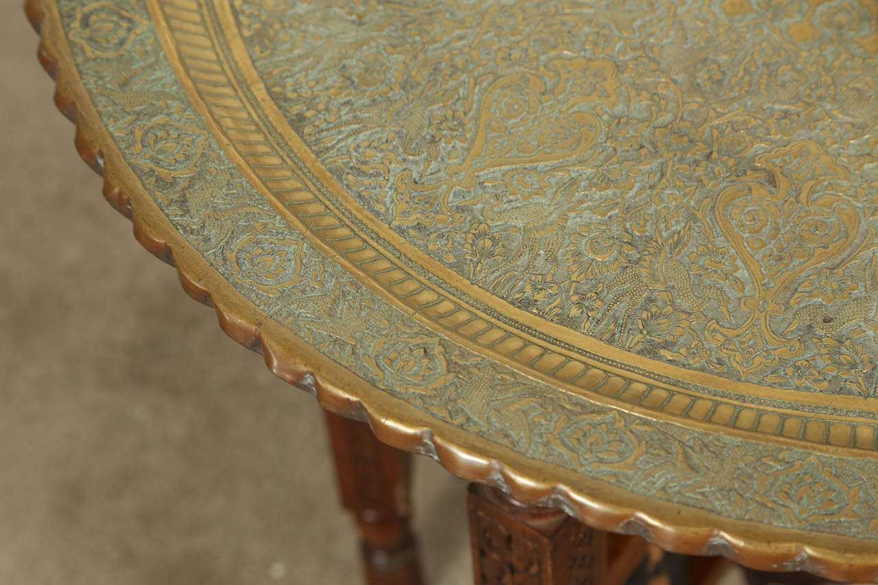 Antique Persian Brass Tray Side Table at 1stDibs | persian table ...