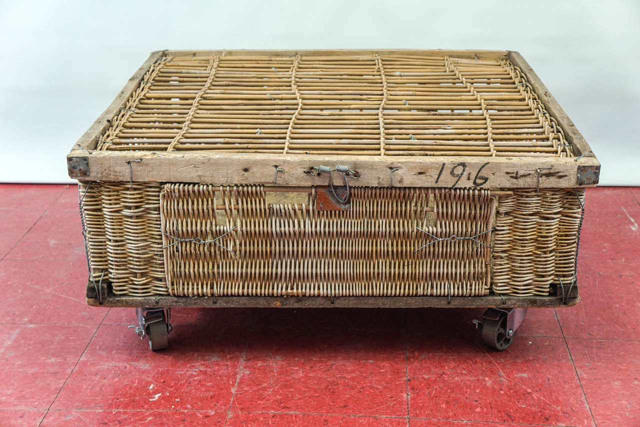 French Pigeon Cage Coffee Table on Wheels at 1stDibs | wicker pigeon ...