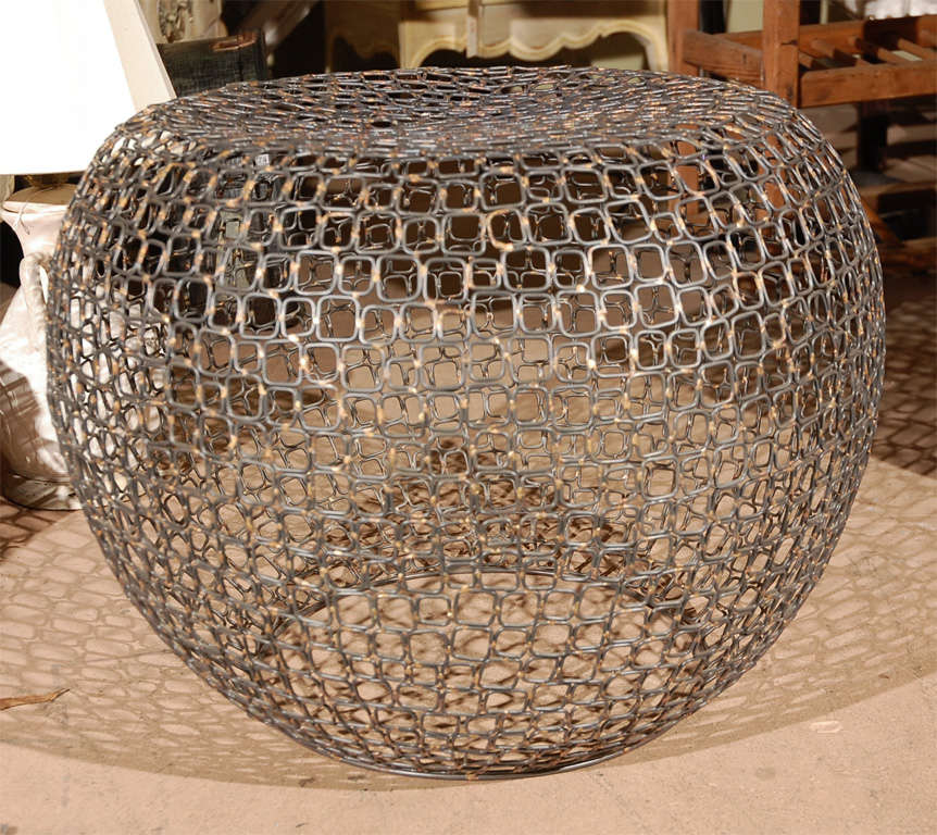 Metal Beehive Pattern Ottoman or Stool at 1stDibs