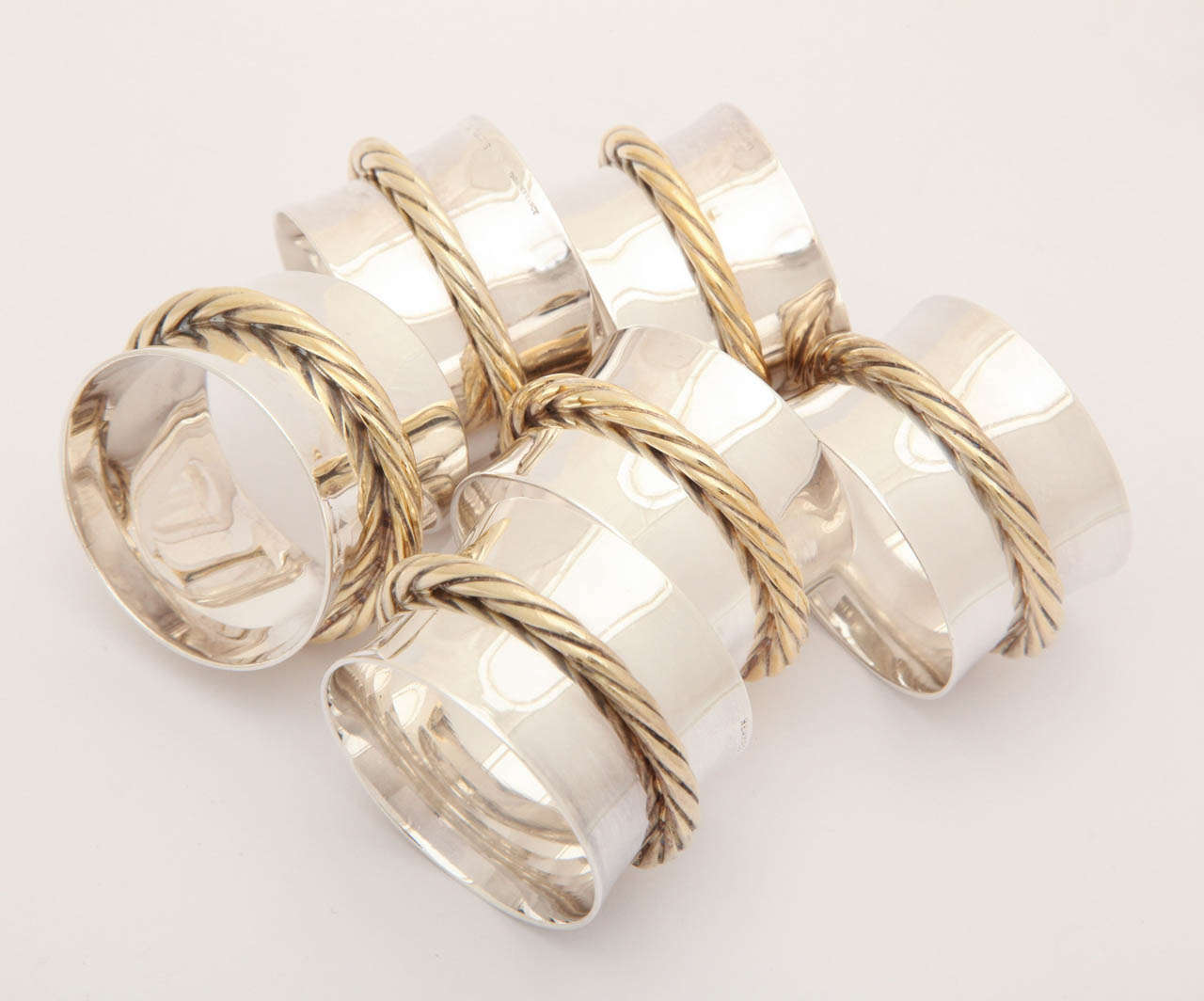 Set of 6 Sterling Silver Hermes Napkin Rings at 1stDibs