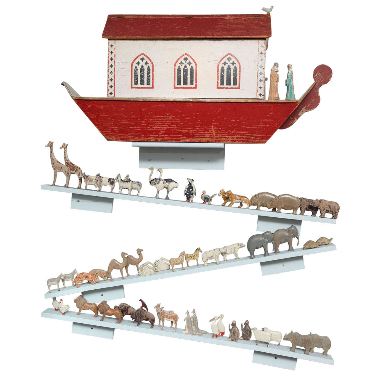 Large Turn of the Century Carved and Painted Noah's Ark at 1stDibs