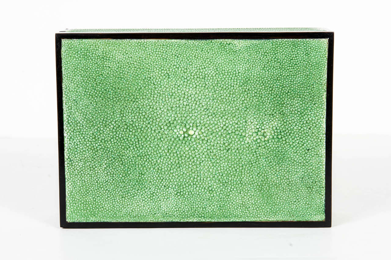 Exotic Shagreen Box with Ebonized Wood Trim at 1stDibs