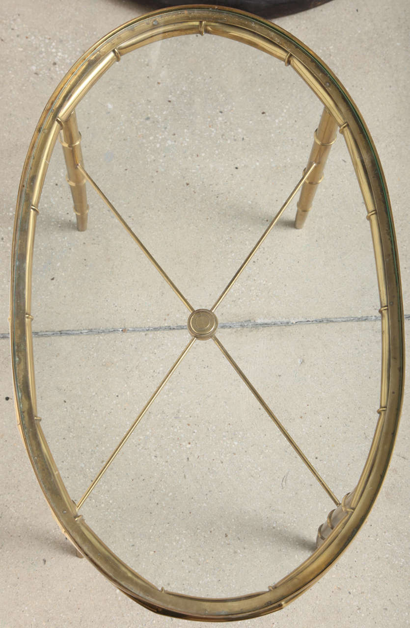 Faux Bamboo Brass Oval Cocktail Table at 1stDibs