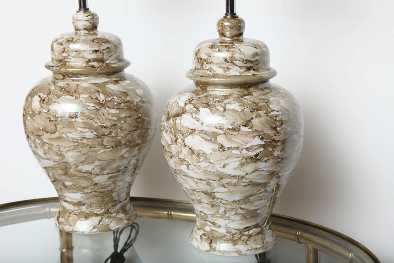 Pair of Ginger Jar Lamps at 1stDibs | ginger jar table lamps, glass ...