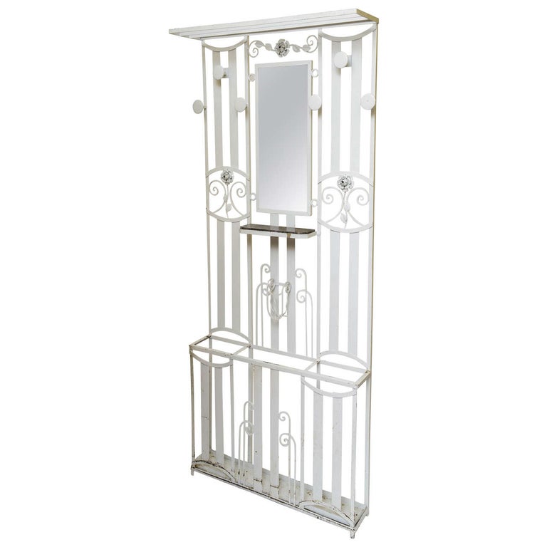 Art Deco French Iron Entry Hall Stand or Tree Painted in White at 1stDibs