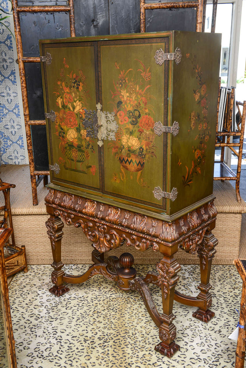 French Hand-Painted Antique Style Drinks Cupboard or Entertainment ...