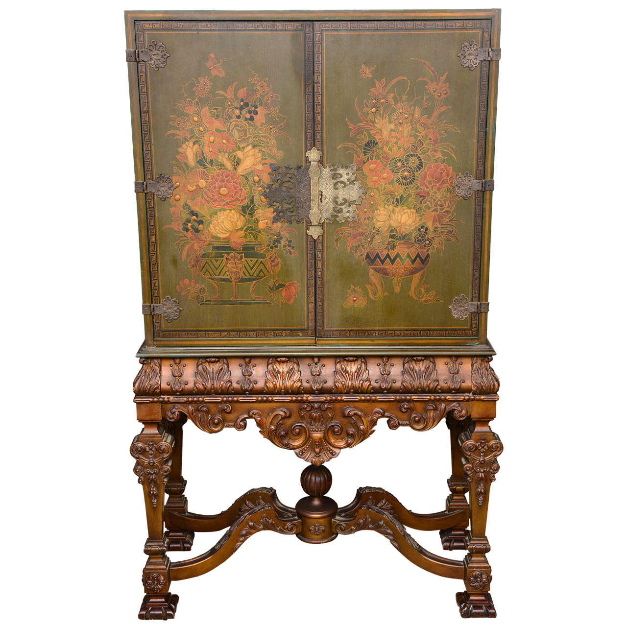 French Hand-Painted Antique Style Drinks Cupboard or Entertainment ...