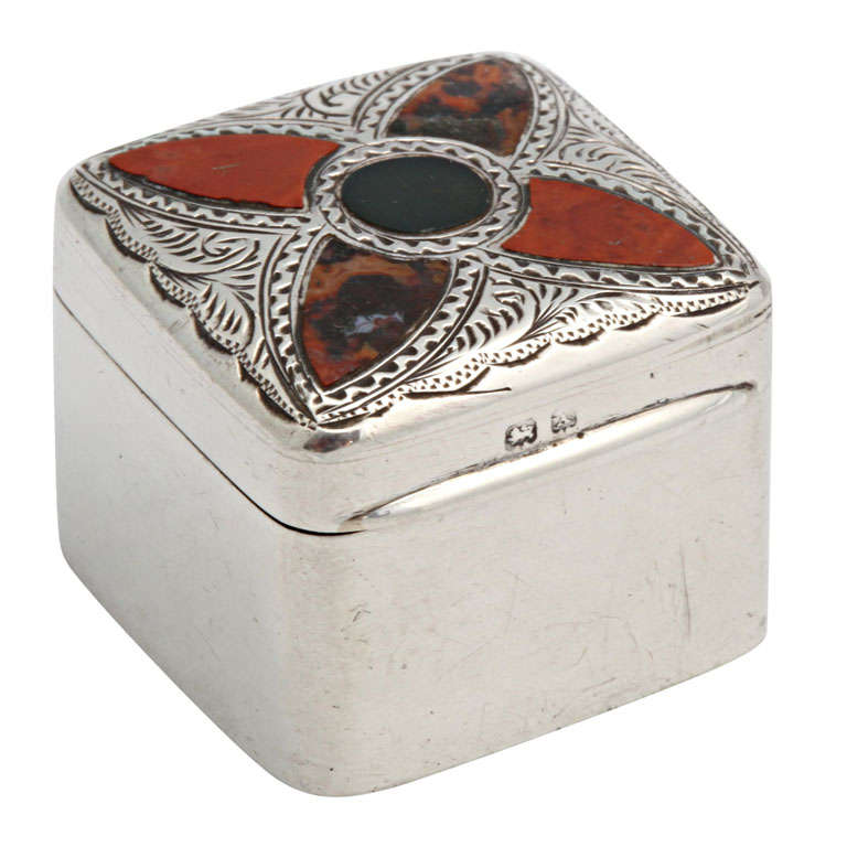 Sterling Silver and Scottish Agate Hinged Box at 1stDibs
