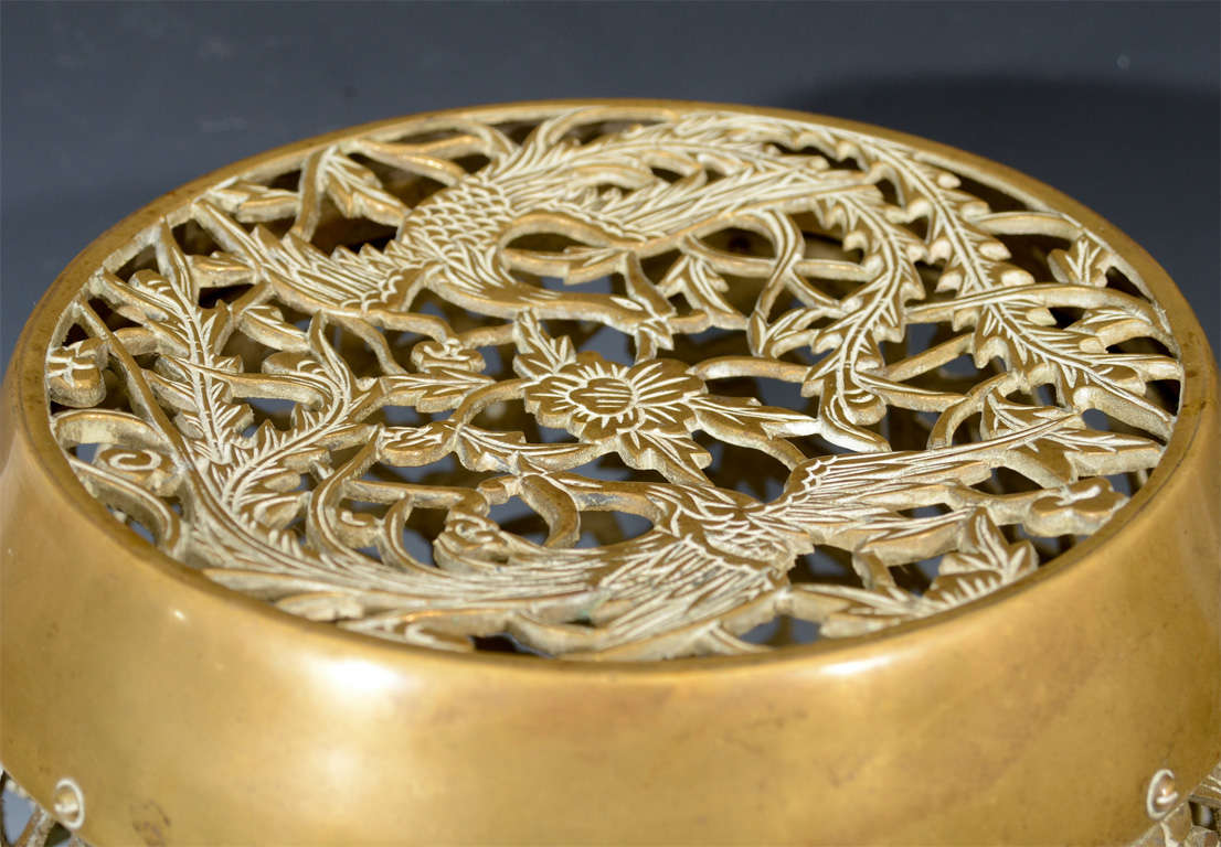 Vintage Asian-Inspired Garden Stool W/ Bird and Bamboo Motif at 1stDibs