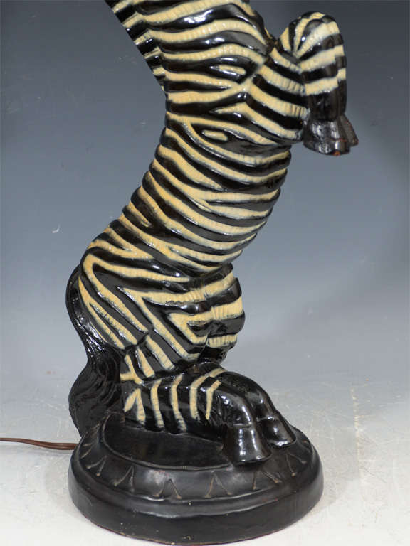 Pair Mid-Century Italian Hand-Painted Plaster Zebra Table Lamps at ...